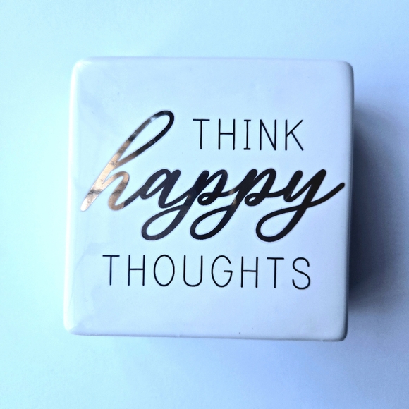 At Home | Accents | Think Happy Thoughts Ceramic Block Sign 4 | Poshmark